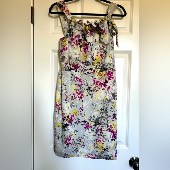 LOFT | Dresses | Nwt Ann Taylor Loft Grey Silver Floral Dress Party ...